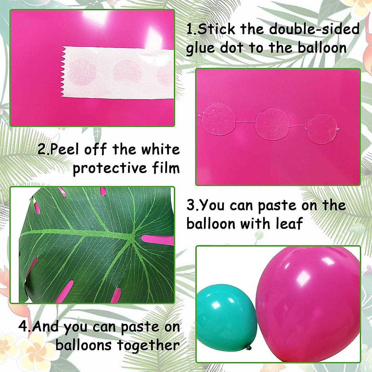 101 pcs Tropical Luau Balloons Arch Kit-Pink Green Yellow Blue Garland Kit with Palm Leaves for Tropical Hawaii Flamingo Moana Aloha Beach Themed Birthday Baby Shower Party Decoration Supplies