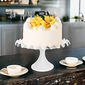 Quegroot 12-Inch Porcelain Cake Stand, Wedding Cake Stand, Round Dessert Stand, White Cake Stand, Cupcake Stand for Wedding, Birthday Party