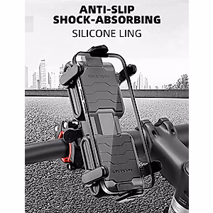 ROCKBROS Bike Phone Holder- Adjustable Motorcycle Phone Mount Handlebar Clip for Bicycle Scooter, Cell Phone Clamp for 4.1" - 6.7" Smartphones iPhone 14 Plus/Pro Max, 13 Pro Max, S9, S10 and More