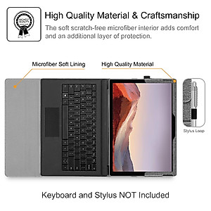 Fintie Case for 12.3 Inch Microsoft Surface Pro 7 Plus, Surface Pro 7/6/5/4/3 - Portfolio Business Cover with Pocket, Compatible with Type Cover Keyboard, Gray/Brown