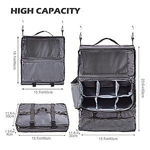 Surblue Hanging Shelves Travel Storage Bag Compression Packing Cube for Suitcase Collapsible with Extension Layer Large Capacity,Grey,XXL