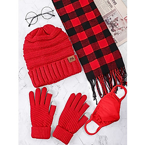 Motarto Winter Warm Set Knitted Beanie, Scarf, Touchscreen Gloves, Warm Cover Cold Weather Gear for Men and Women