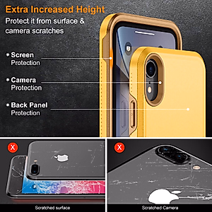 Lanteso for iPhone XR Case，[12FT Military Drop Protection] [with 2 pcs Tempered Glass Screen Protector] [Shockproof] Heavy Duty Protection Phone Case for iPhone XR 6.1 inch Yellow