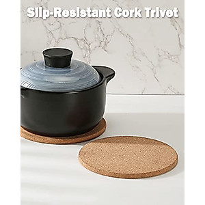 Cork Trivet, 4 Pack High Density Thick Cork Coaster Set for Hot Dishes, 8 Inch Heat Resistant Multifunctional Cork Board, Hot Pads for Table & Countertop