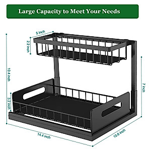 Under Sink Organizer and Storage 2 Tier Sliding Cabinet Basket Drawer Shelf Under Cabinet Storage for Bathroom Living Room