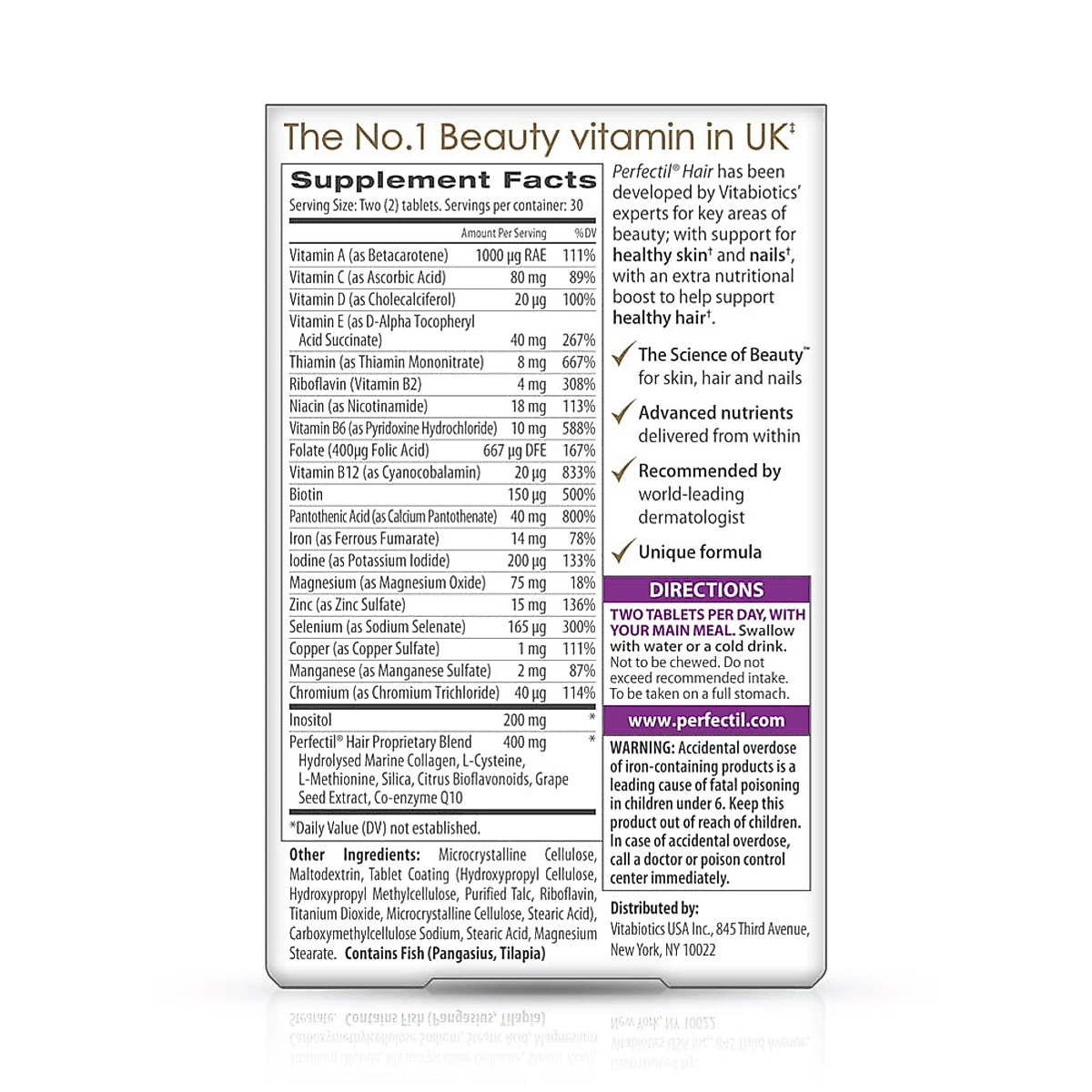 Perfectil Vitabiotics Multivitamin | Hair Growth and Thickening Formula | Supports Thicker, Healthy Hair | Vitamin D, E, Collagen, Biotin, and More