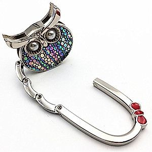 ROFLYER Night Owl Style Butterfly Pattern Design Shoulder Handbag Hangers Folding Purse Holder Bag Hooks, with Velvet Pouch (Colorful Dots)