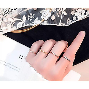 8 PCS Silver Ring Set Titanium Stainless Steel Band Rings for Women Teen Girls Cute 2mm Cute Small Stacking Finger Rings for Knuckle Size 3-10