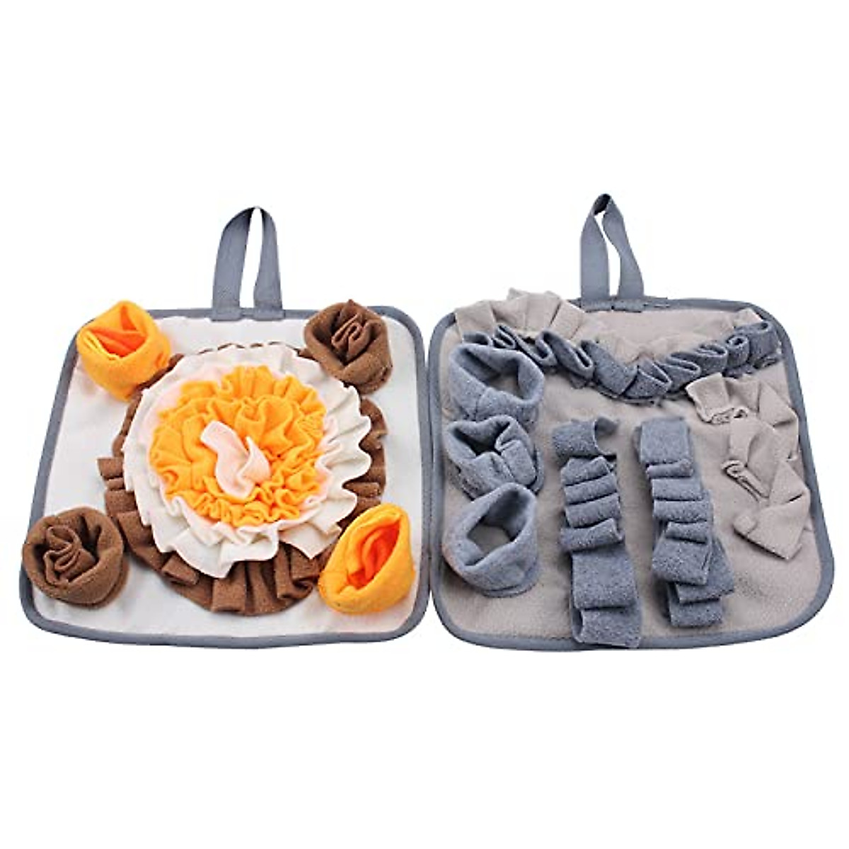 ISMARTEN Rabbit Foraging Mat, Polar Fleece Pet Snuffle Pad Bed, Interactive Feed,Treat Dispenser for Rabbits Chinchillas Ferrets Bunny Guinea Pigs (Cake)