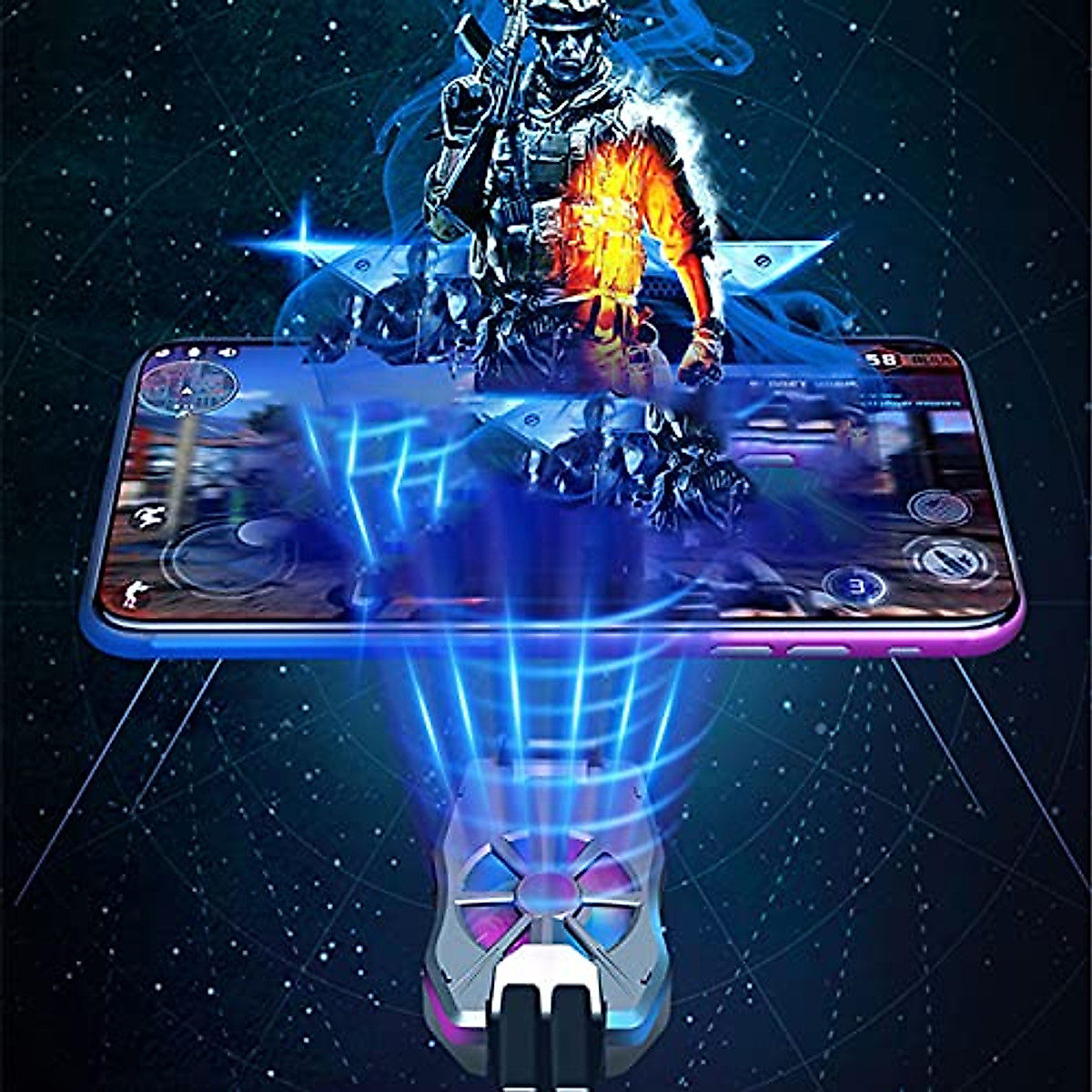 Universal Phone Cooler, Portable Quick Cooling CellPhone Radiator Gaming Cooler Fan for android devices Silver Plug-in