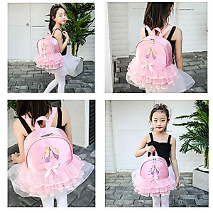 Yitengteng Princess Ballerina Backpack Dance Bag for Toddler Girls Nylon Backpack (Pink dance shoes)