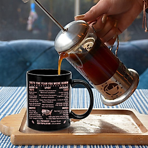 BdayPtion 50th Birthday Gifts for Women, Turning 50 Year Old Birthday Gift, 1973 Happy 50th Bday Gift for Her, Fifty Birthday Present, 11oz Black Coffee Mug