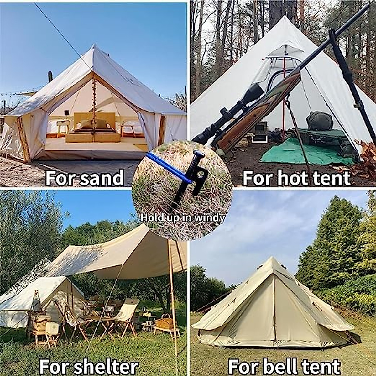 Baoz 20Pcs 16" Heavy Duty Tent Stakes Metal Camping Tarp Pegs Steel Tent Spikes for Tent Tarp Outdoor Trip Canopy Large Hard Ground Rocky Soil,Tent Stake Heavy Duty, Stakes Heavy Duty