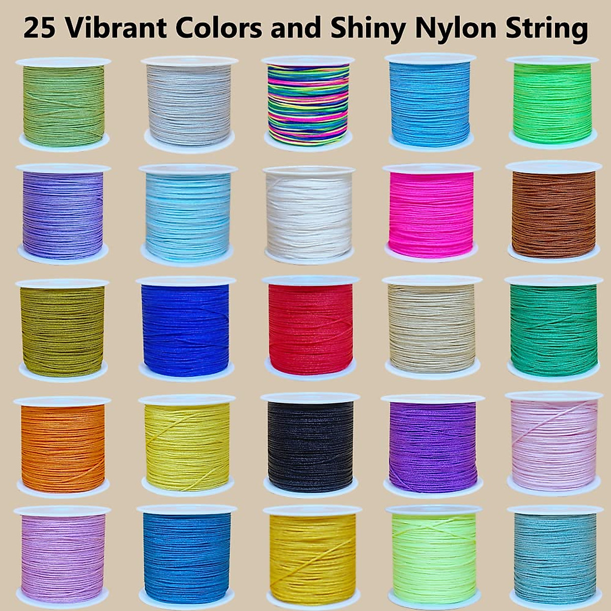 Nylon Cord for Bracelets, 6 Rolls 888 Feet 0.8 mm Beading String Cord for Kumihimo, Blinds String, Braided Bracelets, Chinese Knot, Wind Chime, Jewelry Making