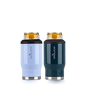 Reduce Can Cooler - 4-in-1 Stainless Steel Can Holder & Beer Bottle Holder, 4 Hours Cold - The Drink Cooler For 12oz Slim Cans, Regular Cans, Bottles & Mixed Drinks - Glacier & Dark Web, Opaque Gloss