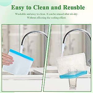 Reusable Food Storage Bags, ZIKO PEVA Reusable Freezer Bags Food Grade Material snack bags sandwich bags Easy Seal Leakproof Reusable Ziplock bags for Marinate Food Fruits Meal Prep Travel Item