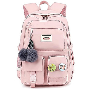 Lmeison Pink Backpack School Backpack for Girls Laptop Backpacks 15.6 Inch School Bag College Backpack Travel Back Pack Large Bookbags for Teens Women Students