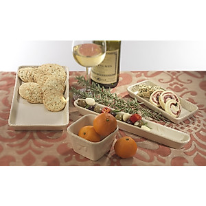 Signature Housewares Sorrento Collection 8-Inch Stoneware Pasta Bowl, Ivory Antiqued Finish