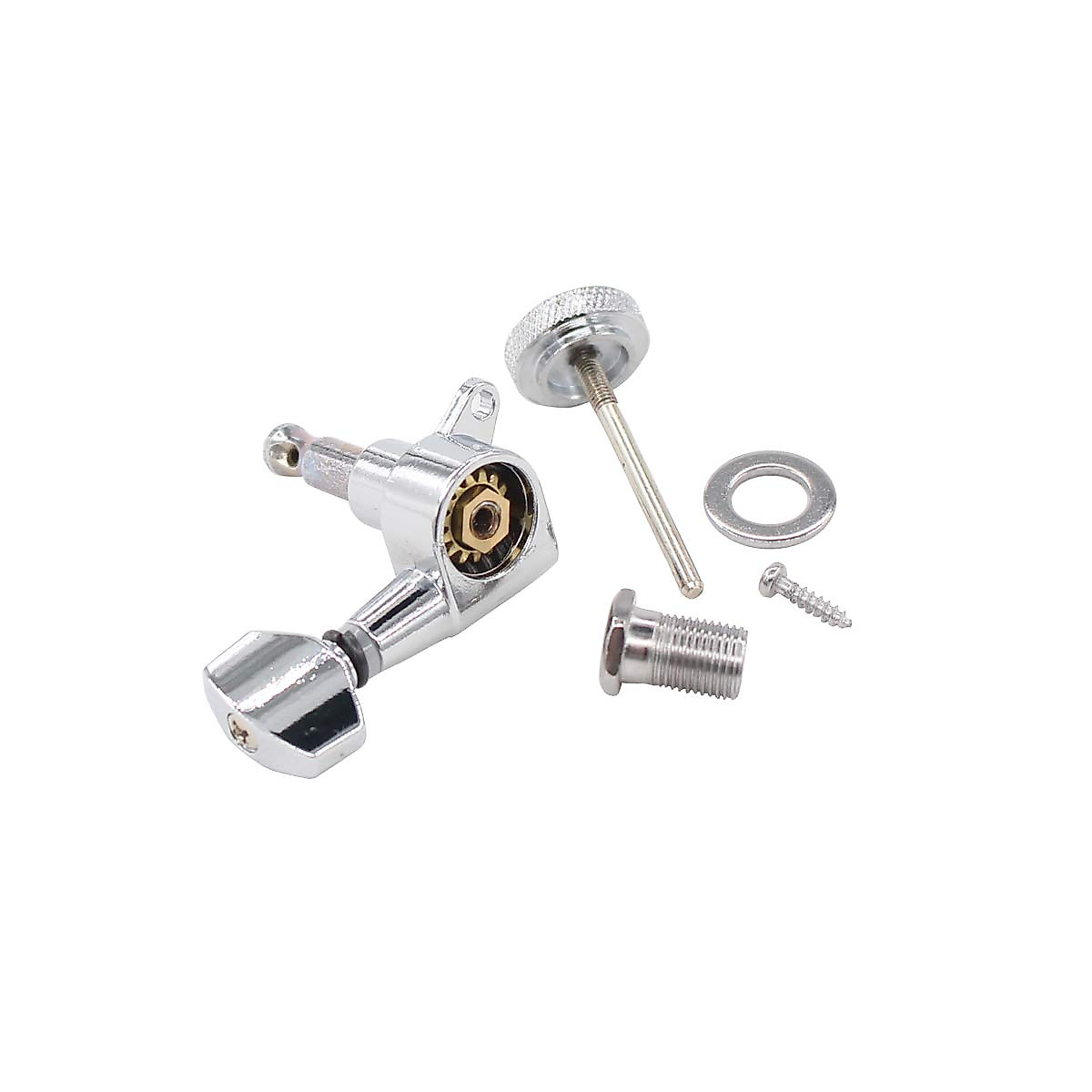 6R Inline Chrome Guitar Locking Tuners Tuning Pegs Keys Machine Heads Right Hand for Fender Stratocaster Telecaster Style Electric Guitar Chrome