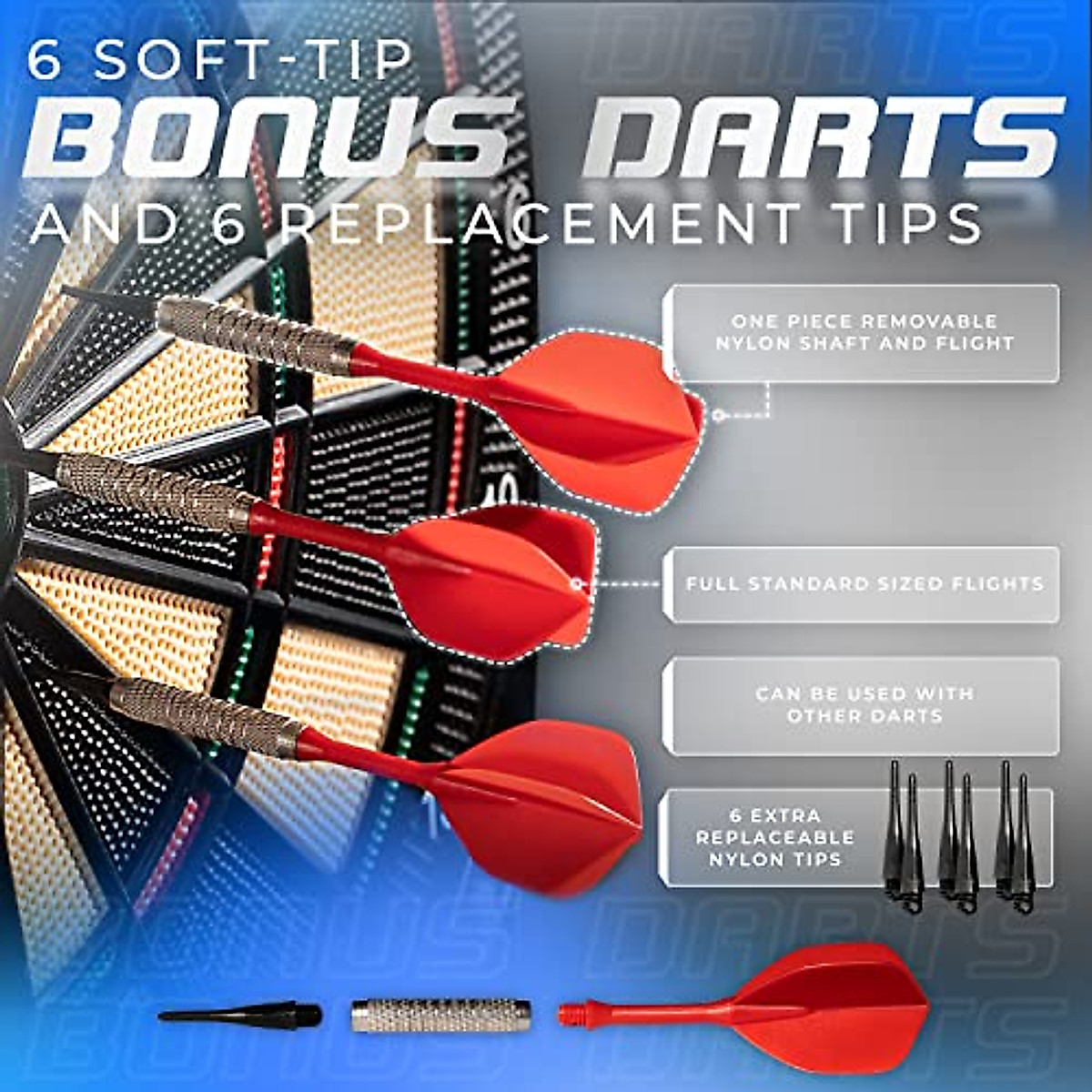 Franklin Sports Electronic Dart Board Sets - Soft Tip Electric Dartboard With Digital Scoreboard - (6) Darts Included, 15"