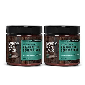 Every Man Jack Beard Butter- Subtle Sea Salt Fragrance - Hydrates and Styles Dry, Unruly Beards While Relieving Itch - Naturally Derived with Shea Butter and Coconut Oil - 4-ounce (2 Pack)