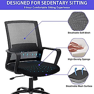 Pazidom Home Office Chair Mesh Chair Desk Chair Work Chair Computer Chair Rolling Chair with Arms for Home Office， Black