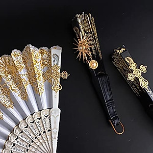 RAZZUM Folding Hand fansRetro Court Chinese Style Hand Fan，Folding Craft Dance Fan，Vintage Fold Fan for Wedding Party Lace Fan SilkChinese Fans Fan