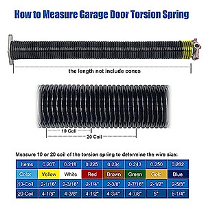 Garage Door Torsion Springs Set(.207x2x22"), Pair of 2" ID Electrophoresis Coated Heavy Duty Torsion Spring Replacement for Garage Doors, with 2pcs Non-Slip Winding Bars,Minimum 16000 Cycles