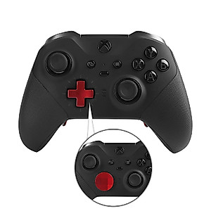 TOMSIN Replacement Magnetic Buttons Kit for Xbox Elite Controller Series 2 Accessories, Includes 6 Metal Plating Joysticks, 4 Paddles, 2 D-Pads, 1 Adjustment Tool (Plating Red)