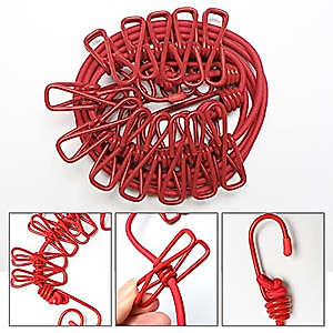 Sihuuu Portable Travel Clothesline Adjustable Elastic Travel Camping Retractable Clothes line with 12 PCS Clips for Travel Outdoor Indoor(Red)