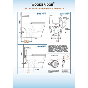 WOODBRIDGEE One Piece Toilet with Soft Closing Seat, Chair Height, 1.28 GPF Dual, Water Sensed, 1000 Gram MaP Flushing Score Toilet, T-0015