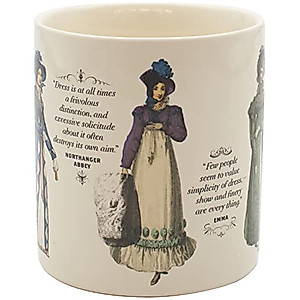 Jane Austen Heat Changing Finery Mug - Add Coffee and See Walking Attire Change into Evening Attire