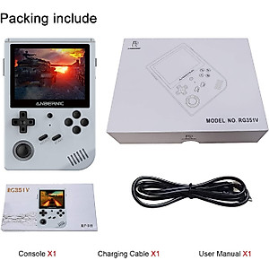 Cawevon RG351V Handheld Game Console, 3.5 Inch IPS Screen Portable Game Console 2521 Gaming, Plug and Play Video Game Supports Double TF Extend 256GB (White 64G)