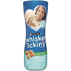 Purina Whisker Lickin's Cat Treats, Crunchy & Yummy Tuna Flavor - (10) 4 oz. Canisters