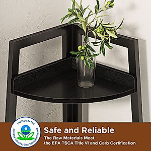 Rolanstar Corner Shelf, 6 Tier Modern Corner Bookshelf Industrial Corner Ladder Shelf Plant Stand for Display Rack for Living Room, Home Office, Bathroom, Small Space, Black