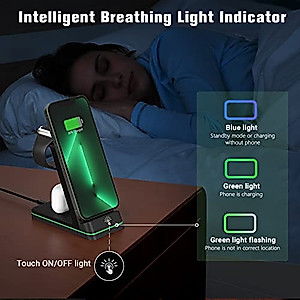 Charging Station for Apple Devices, 3 in 1 Wireless Charger Stand with 20W USB C Adapter Compatible with iPhone 14 13 12 11 Pro Max 8 XS XR, Fast Charging Stand Dock for Apple Watch Series & AirPods