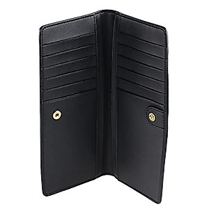 COACH Womens Slim Wallet In Leather (IM/Brown Black Multi With Vintage Mini Rose Print)