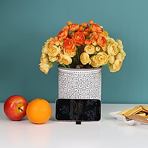 MADECO Farmhouse Kitchen Utensil Holder, Large Utensil Holders for Countertop, Ceramic Utensil Crock, Cooking Utensil Holder, Embossed Pattern