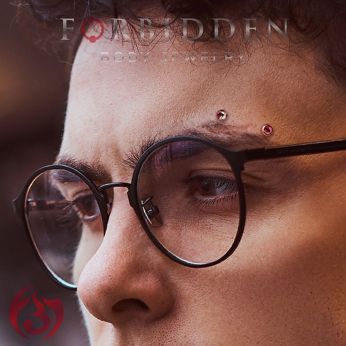 Forbidden Body Jewelry 14mm Surgical Steel Curved Barbell w/Snake Eye Inlaid Ball Ends for Snake Eyes Tongue Piercing, Blue