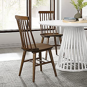 Duhome Dining Chairs Set of 2, Farmhouse Kitchen Chairs Windsor Chairs for Dining Room Spindle Back Chairs with Solid Wood Legs, Walnut