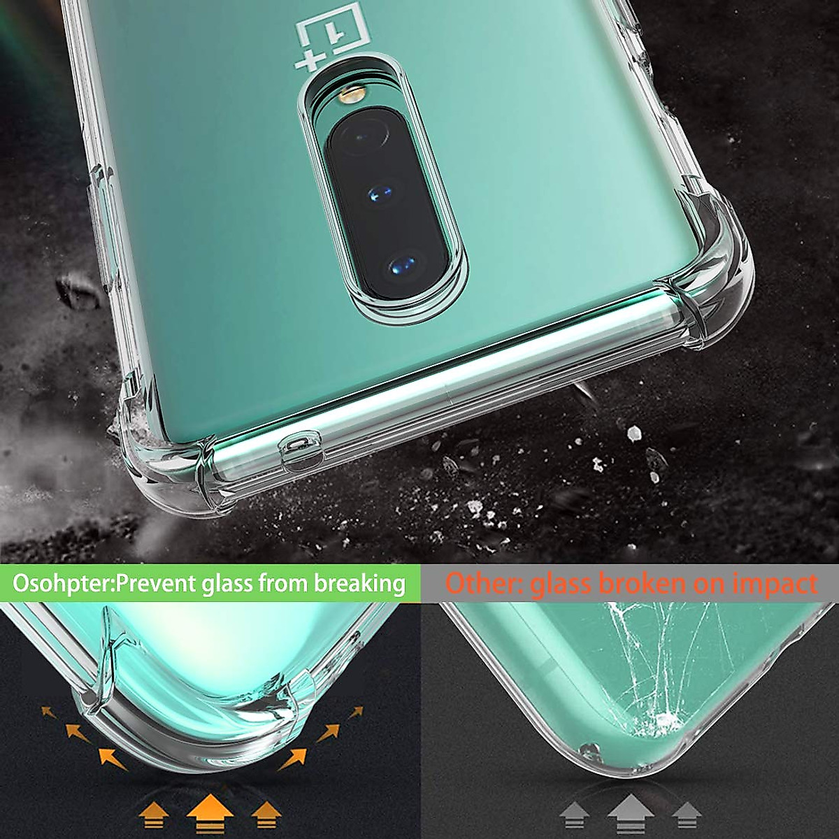 Osophter for Oneplus 8 Case [Not Compatible with Oneplus 8t],Clear Transparent Reinforced Corners TPU Shock-Absorption Flexible Cell Phone Cover for One Plus 8(Clear)