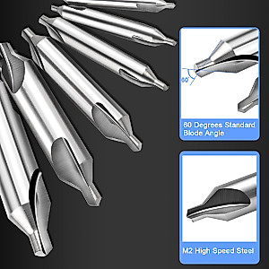 LWCUSNJ 5pcs Center Drill Bits Set, M2 High Speed Steel 60-Degree Angle Countersink Drill Bit for Lathe Metalworking,Size 1 1.5 2.5 3.15 5mm