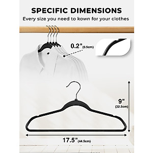 SMARTOR Plastic Hangers 50 Pack, Heavy Duty Plastic Hangers for Clothes - Non-Velvet Slim Hangers with 360° Swivel Hook & Clothes Thin Hangers - Durable Coat Hangers, Space Saving Hangers - Black