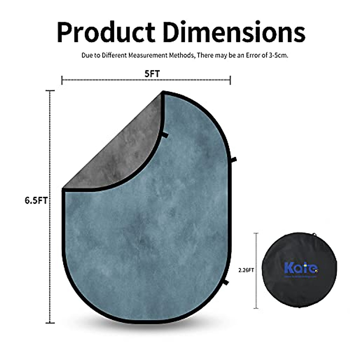 Kate Collapsible Backdrop Pop-up Photo Backdrops Folded Grey Teal for Photography, for Video, for Broadcast, 5x6.5ft