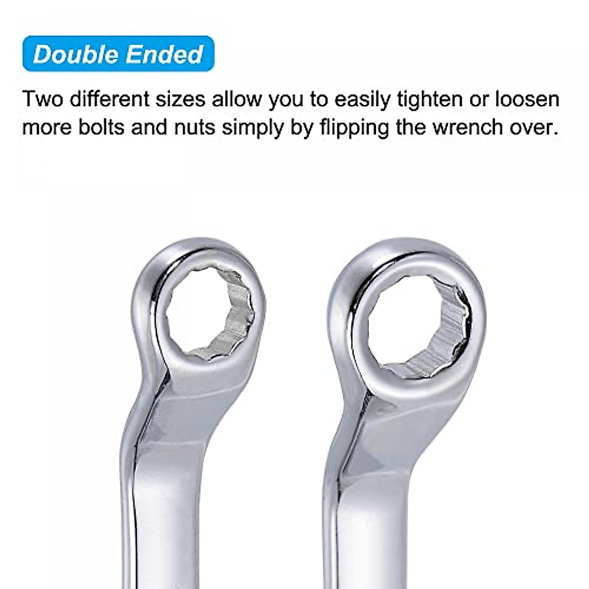 uxcell 45-Degree Offset Box End Wrench Set, 5.5-16mm Metric CR-V Steel with Rolling Pouch, 6-Piece