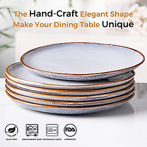 AmorArc Ceramic Dinnerware set, Service for 6 (18pcs), Stoneware Plates and Bowls Set,Highly Chip and Crack Resistant | Dishwasher & Microwave Safe,Gray-blue-Rustic Style