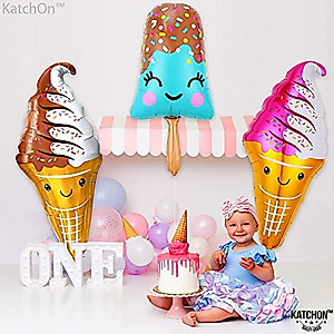 KatchOn, Giant Ice Cream Balloon - 39 Inch, Pack of 3 | Ice Cream Party Decorations | Popsicle Balloons for Ice Cream Birthday Party Decorations | Ice Cream Cone Balloon for Ice Cream Decorations