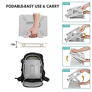 GOPHOR Laptop Stand, Adjustable Laptop Stand for Desk with Heat-Vent , Aluminum Ergonomic Laptop Riser, Portable Computer Notebook Stand Compatible for MacBook, Dell, HP More 10-17" Laptops (Silver)