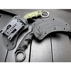 Gtkii Gtk111 Claw Knife D2 Steel Blade Non-Slip G10 Handle Fixed Blade Knife with Kydex Sheath for Outdoor Camping Hunting EDC Tool(Army Green)