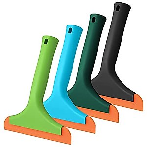 4PCS Small Silicone Squeegee, Squeegee for Car Windows Shower Glass Door Mirrors Car Windshield, Auto Water Blade Squeegee Window Tint Squeegee, Flexible Squeegee with No-Slip Handle